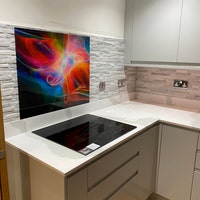 Printed Kitchen Glass Splashback Tempered Cooker Tiles Panel Backsplash Vintage Floral Pattern ...