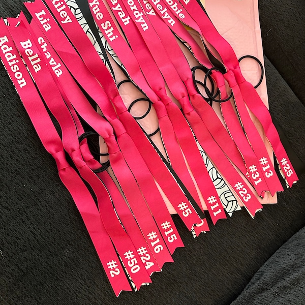 Custom Personalized Sports Team Ribbon, Ponytail Hair Ties, Streamer ...