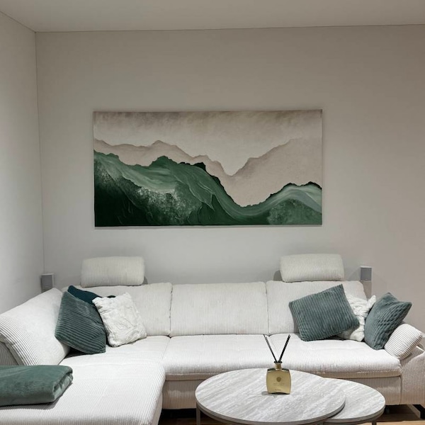 Original 3D White Minimalist Textured Wall Art Triptych Ocean Wave Painting on Canvas Neutural ...