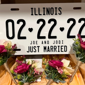 Just Married Personalized License Plate Happily Ever After | Etsy