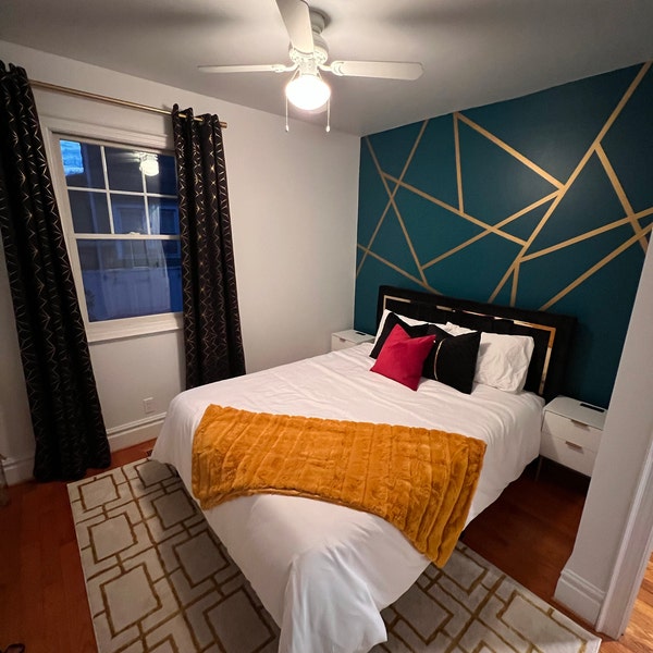 Gold Silver Wall Decal | Geometric Line Wall Sticker | Peel and Stick ...