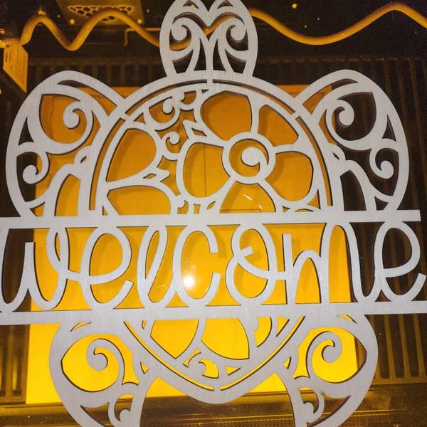 Laser Cut File, Glowforge, Welcome Sign, Turtle Welcome Sign, Laser Cut ...