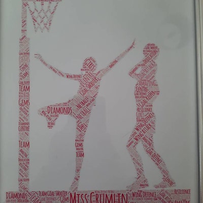 Personalised Netball Player Sports for Netball Team Gift Word Art Wall ...