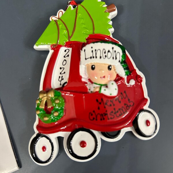 Little Red Toy Car Personalized Christmas Ornament ~ Toddler Ornament ...
