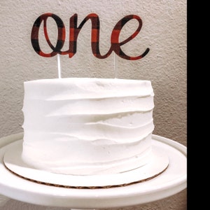 Red Buffalo Plaid Cake Topper, Birthday Cake Toppers, First Birthday ...