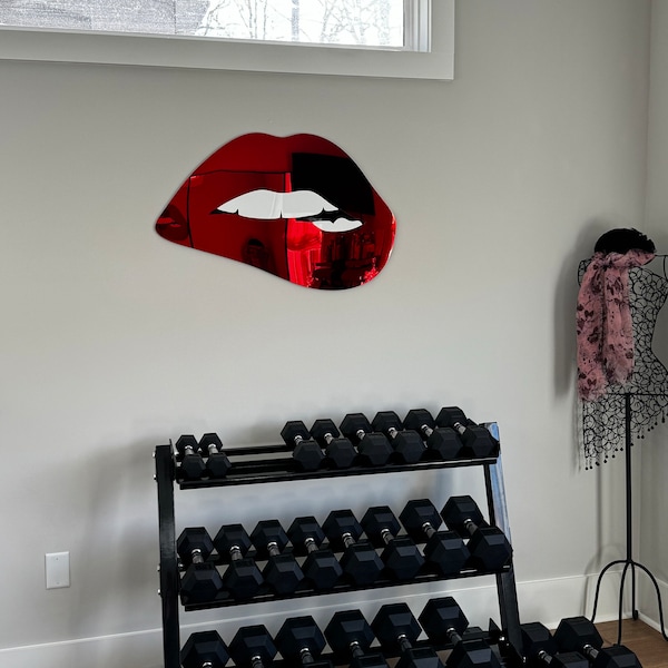 Red Biting Lips Mirror - Acrylic Mirror - Lip Decor - Red Lips - Etsy UK