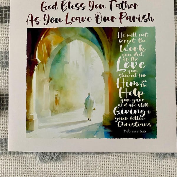 Catholic Priest Leaving Card | Hebrews 6:10 Scripture, Large Size (7.5 ...
