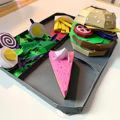 DIY Papercraft Hamburger,3d Papercraft,lowpoly Hamburger, Papercraft ...