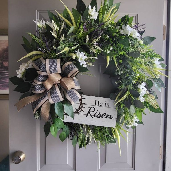 Religious Wreath for Front Door, With God All Things Are Possible Decor, Animal Print Religious ...