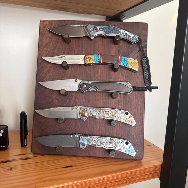 Knife Display Wood,knife Holder,knife Display Handmade,pocket Knife ...
