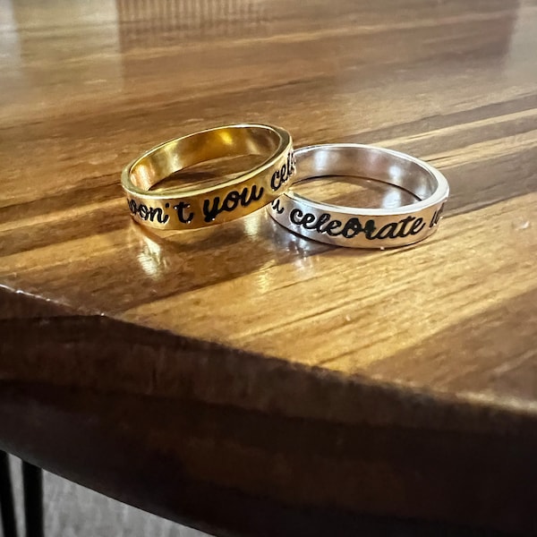 Custom Message Ring in Gold, Silver, Rose • Personalized Engraved Ring ...