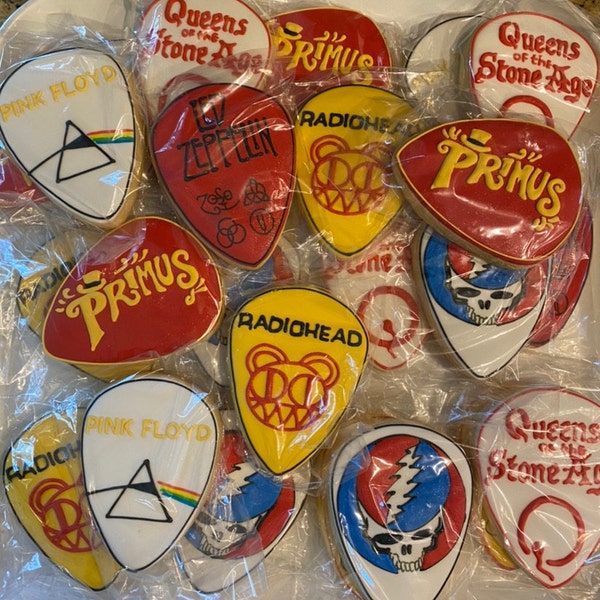 24 Large Guitar Picks Rock Band Name Custom Cookies, Personalized ...