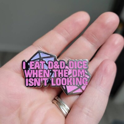 Dnd Dice Eater Glitter Enamel Pin - Etsy