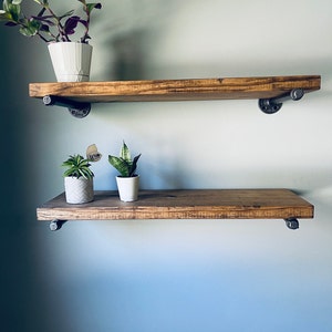 A Rustic Pipe Shelf Floating Farmhouse Decor Rustic Wood - Etsy