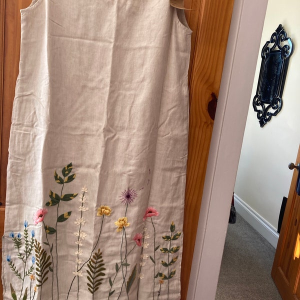 Handmade Embroidery Linen Maxi Dress KAYLA, Linen Dress for Beach ...