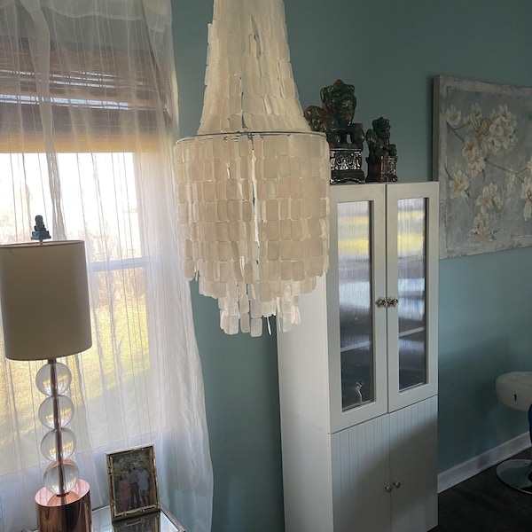Custom Capiz Shell Chandelier, Lamp Shade, Lighting Pendant, Boho ...