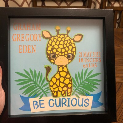 Giraffe Shadow Box SVG Template, Be Curious Layered Paper Cut Nursery ...
