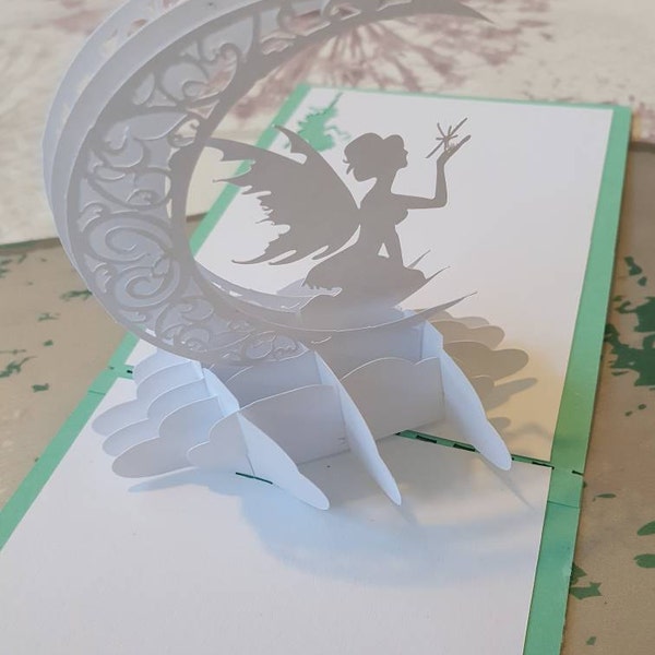 Pop up Card SVG: Fairy on the Moon | Diy Pop up Card | 3D Greeting Card ...