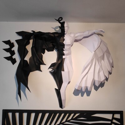 Angel Y Demonio Papercraft , PDF Template, DIY 3d Model, Fanart, Paper ...