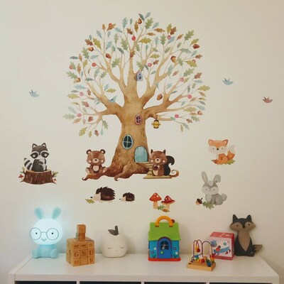 Wall Sticker for Kids Tree Forest Animals Autumn Children Wall Stickers ...