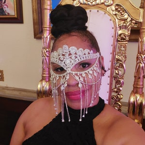 Black Mesh and Glass Face Veil Rhinestone Face Veil Bridal | Etsy