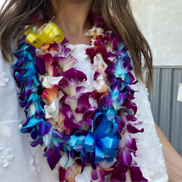 Hawaiian Lei - Fresh Purple Orchid Lei, Real Flower Lei, Shipped Fresh ...