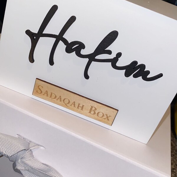 Personalised Curved Sadaqah Box, Luxury Money Box, Islamic Gift, Nikkah ...