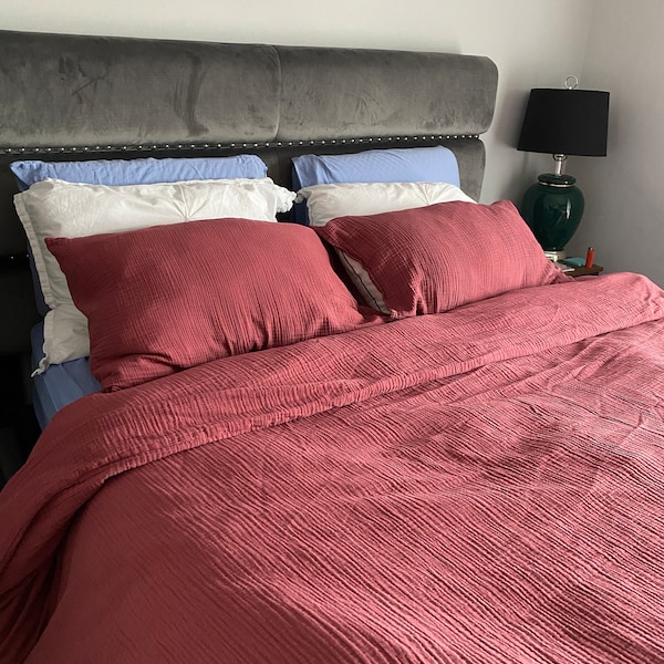 Luxury Boho Muslin Duvet Cover Set, Soft Turkish Cotton Gauze Bedding ...