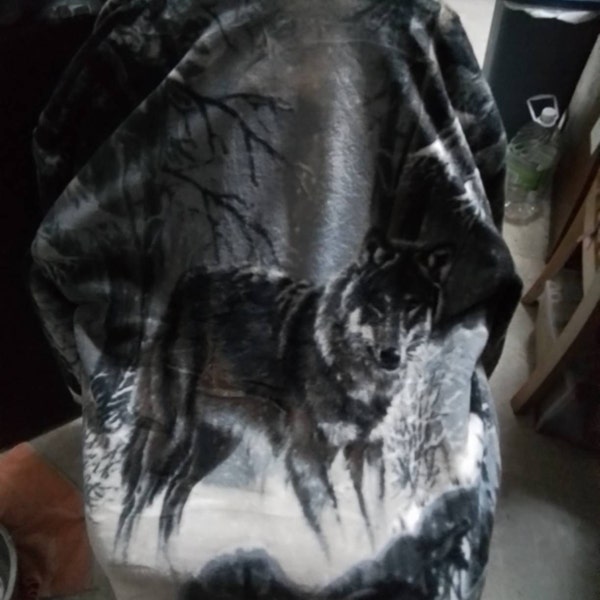 Warm Winter Cosy Outdoor Fleece Wolf Print Jacket - Etsy