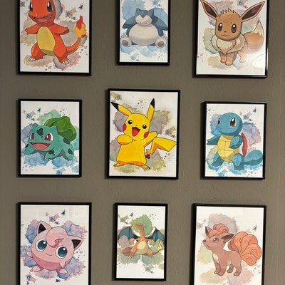 A Set of 6 Pokemon Digital Art Print Kids Bedroom Nursery Gift Idea ...