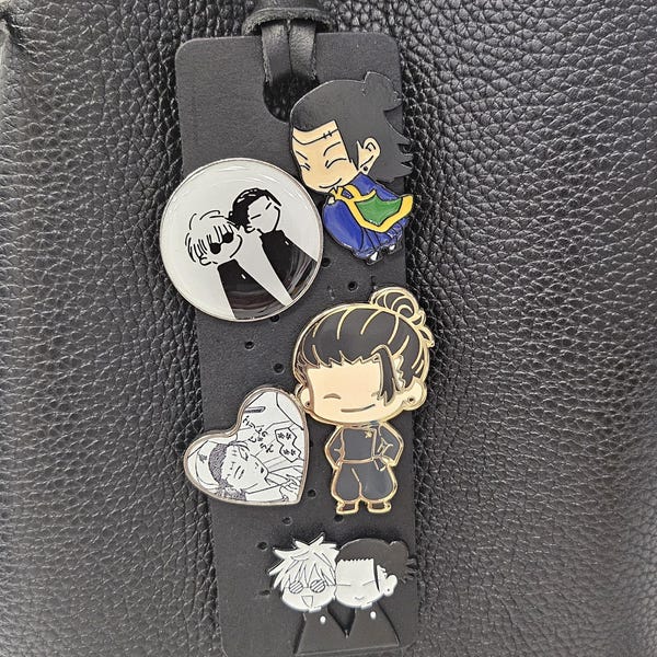 XL Enamel Pin Display Tag for Handbags. Upcycled Leather, Pin Badge ...