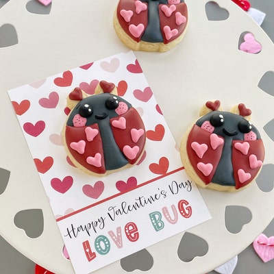 Printable Mini Cookie Card 3.5 X 5 Happy Valentine's Day Love Bug ...