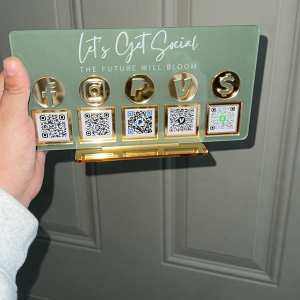 QR Code Display Sign Acrylic, Social Media Sign, 5 Codes, SIZE 4.5x8.6 ...