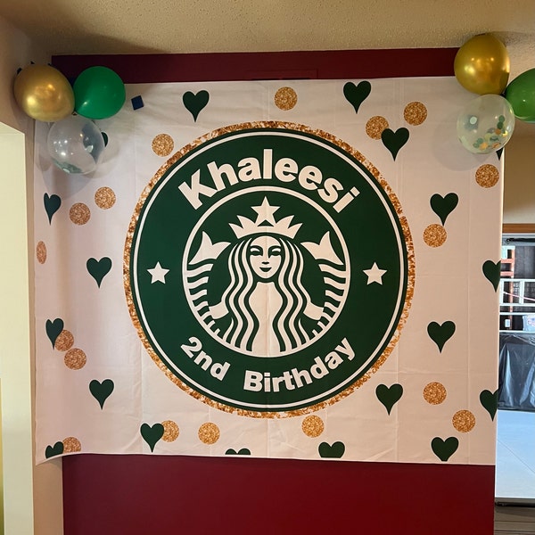 Custom Baby Shower Backdrop Starbucks Backdrop Happy Birthday Party ...