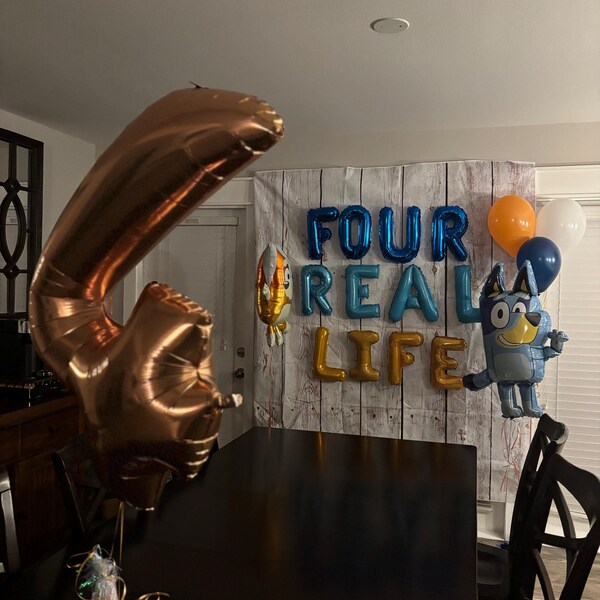 Four Real Life Letter Balloon Kit Bluey 4th Birthday Party Decorations ...