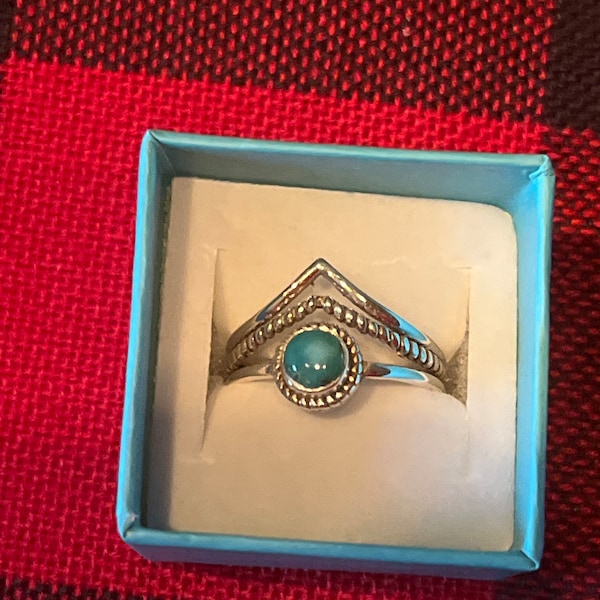 Chevron Turquoise Ring, Thumb Ring, Boho Sterling Silver Ring for Women ...