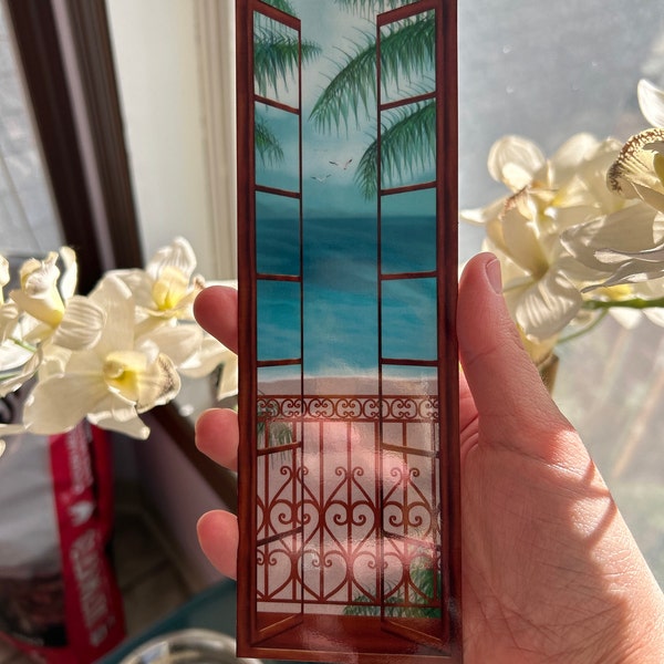 Seaside Cottage Window Bookmark - Etsy