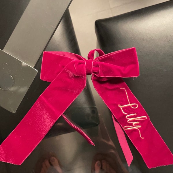 Velvet Ribbon Embroidered Place Setting | Personalised Ribbon for ...