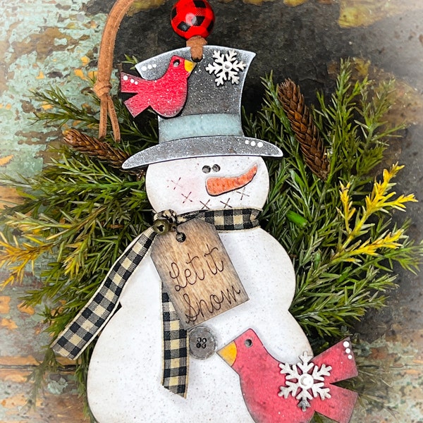 Snowbird Snowman Christmas Ornament SVG File | Laser Cut File ...