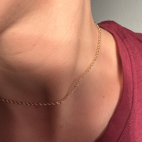 14k Gold Necklace, 14k Gold Chain, Solid Gold Necklace, Solid Gold ...