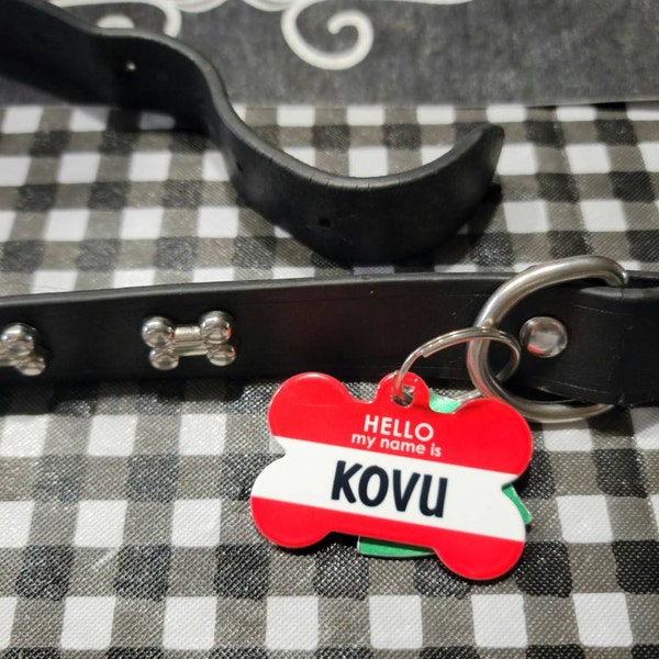 Hello My Name is Pet Tag - Personalized Dog Puppy Cat ID Tag - Pet Gift ...