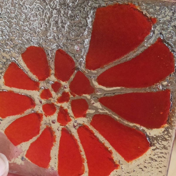 Wave in a Box Fused Glass Wave Wall Art Sun 25x25cm10, Turquoise Teal ...