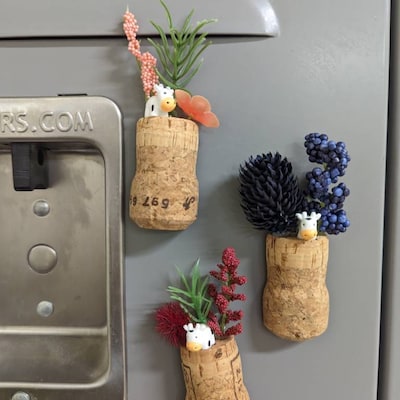 Spring Flower Fridge Magnets Set of 3 Champagne Corks Fun - Etsy
