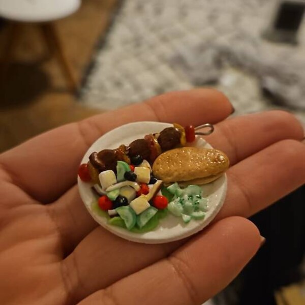 Main Meal Miniature Clay Food Plates, Steak, Fish, Pie, Spaghetti ...