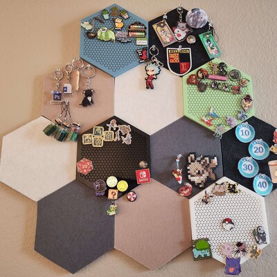 Enamel Pin Board Display for Pin Collectors hexagon Wall Mount Enamel ...