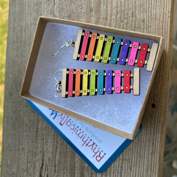 Xylophone Earrings for Music Teachers, Wooden Dangle Earrings, Unique ...