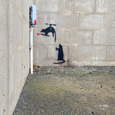 BANKSY RAT STENCIL: Flying Helicopter Rat, Reusable Banksy Graffiti Art ...