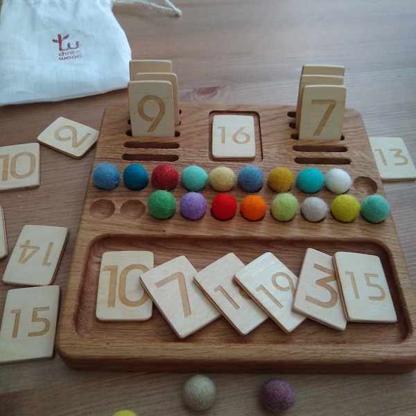 Montessori Math Counting Board With Number Cards 0-20 Educational Toy ...