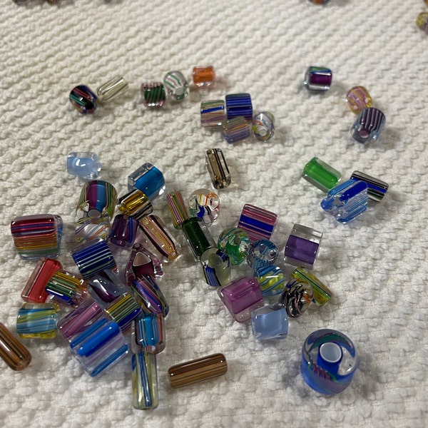 Choice of 1 Set Artisan Lampwork Glass Beads, Brown Floral Dot Bicone W ...