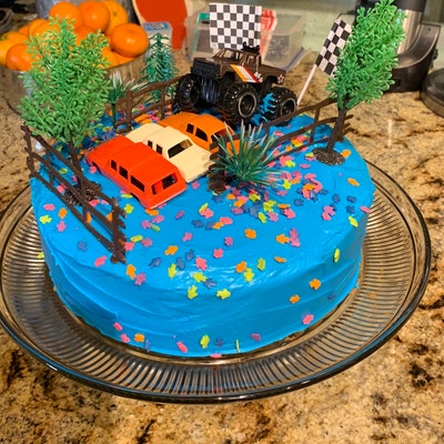 Monster Truck Cake Kit / Big Truck Crushing Cars Birthday / DIY Easy ...
